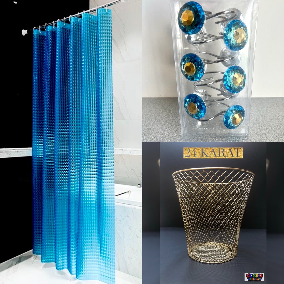 Blue & Gold Bathroom Set- Housewarming Gifts- Ocean Blue Shower ...