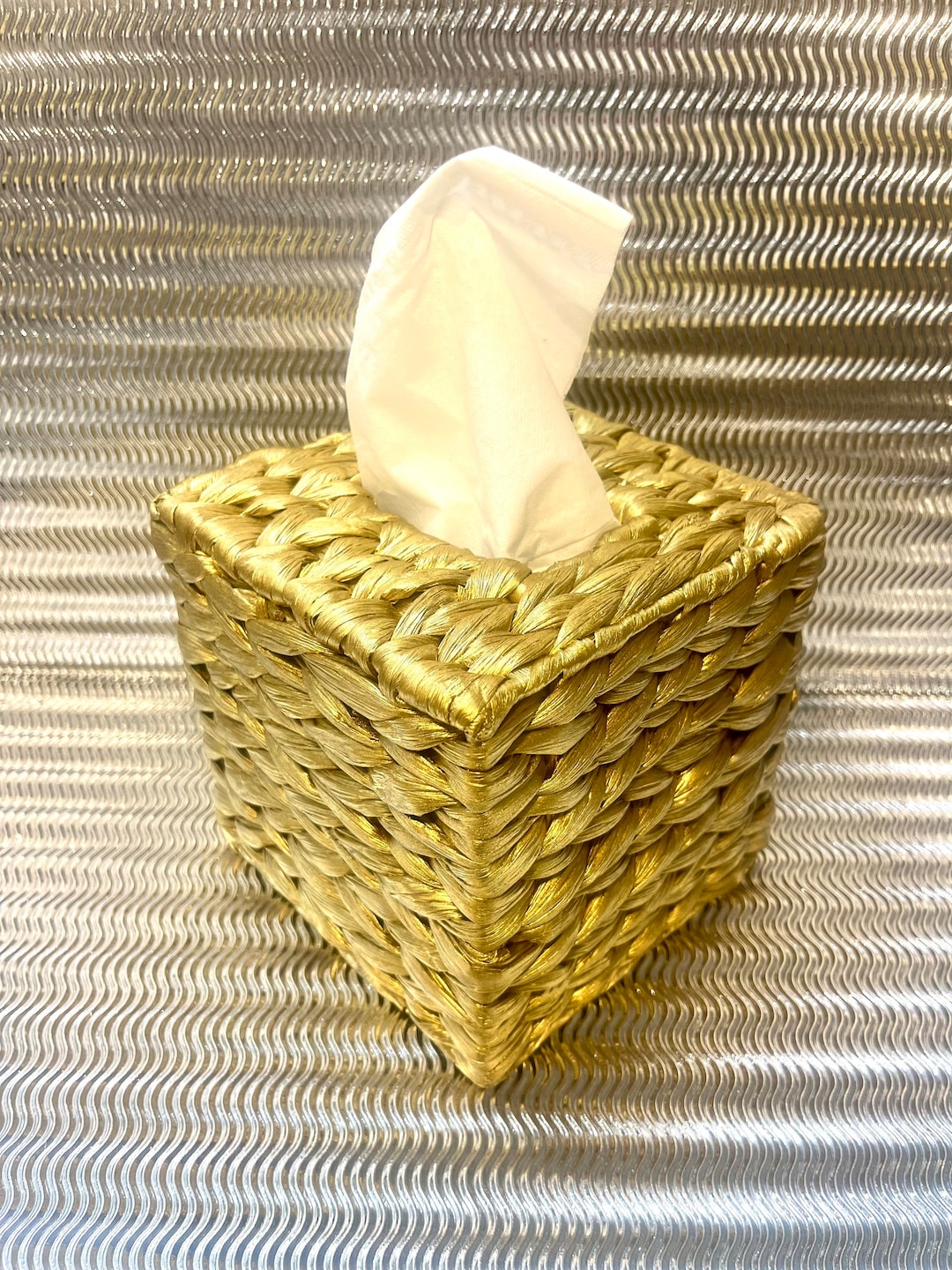 Gold Boho Tissue Box Cover- Gold Decor- Boho Decor- - Etsy