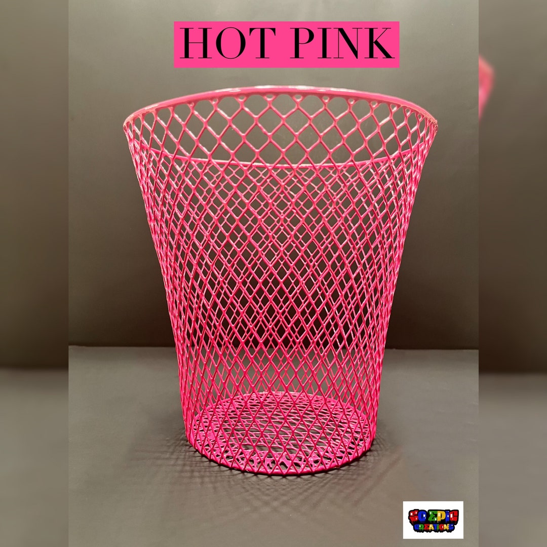 Hot Pink Painted Trash Can- Bathroom Decor- Office Decor- Room Decor ...