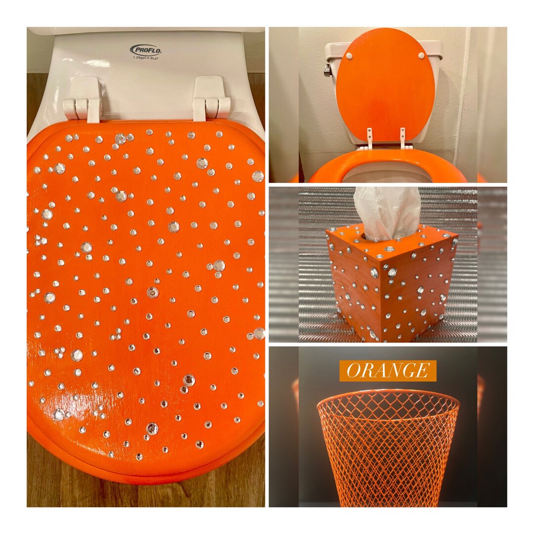 Orange Boho Bathroom Vanity Set- Custom Toilet Seat- Boho Decor- Sun ...