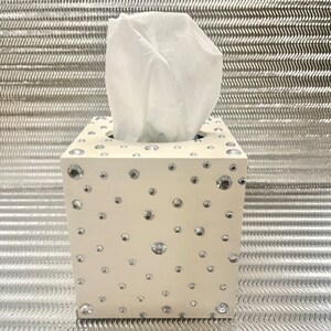 White & Silver Bling Tissue Box Cover- Desk Decor- Wedding Decor ...