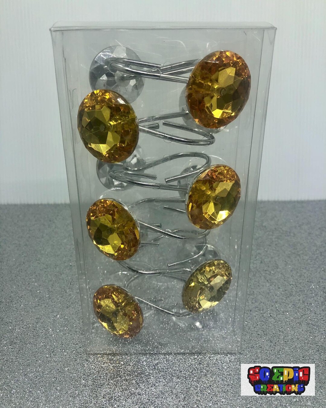 Gold Crystal Shower Curtain Hooks- Vintage- Gold- Home Decor- Shower ...