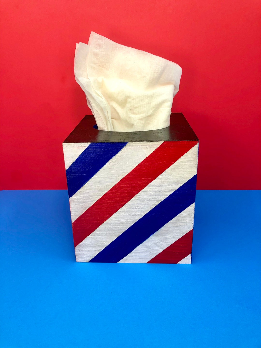 Barber Pole Tissue Box Cover- Barbershop- Bathroom Art- Barber Cape ...