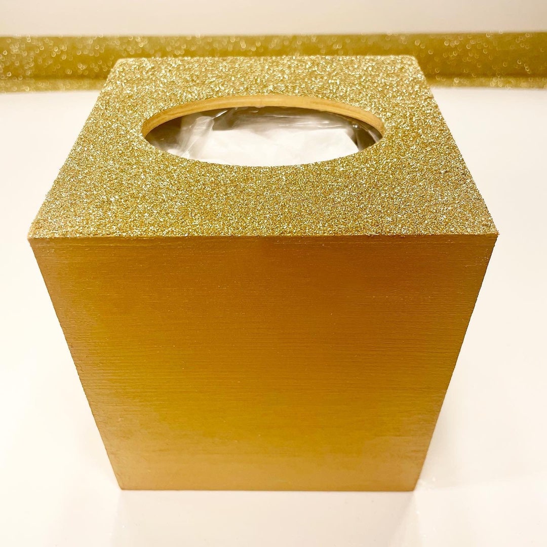 Custom 14k Gold & Glitter Tissue Box Cover- Wedding Gifts- Desk Decor ...