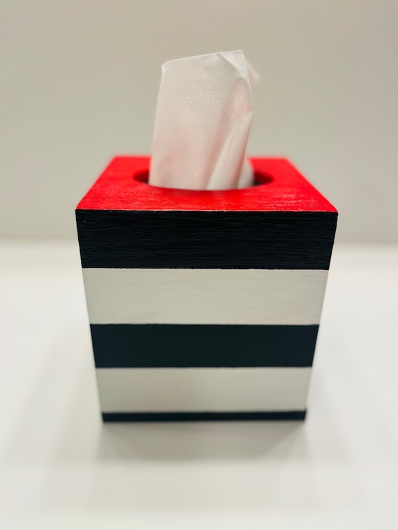 Black and White Red Tissue Box Cover Office Decor Desk - Etsy
