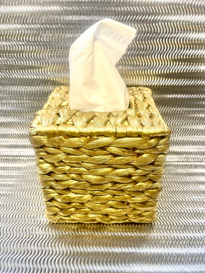Gold Boho Tissue Box Cover- Gold Decor- Boho Decor- - Etsy