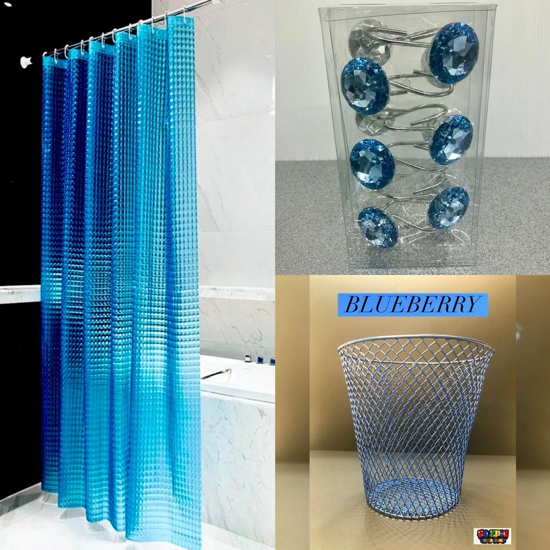 Blue Ocean Bathroom Set- Housewarming Gifts- Shower Curtains Boho- Blue ...