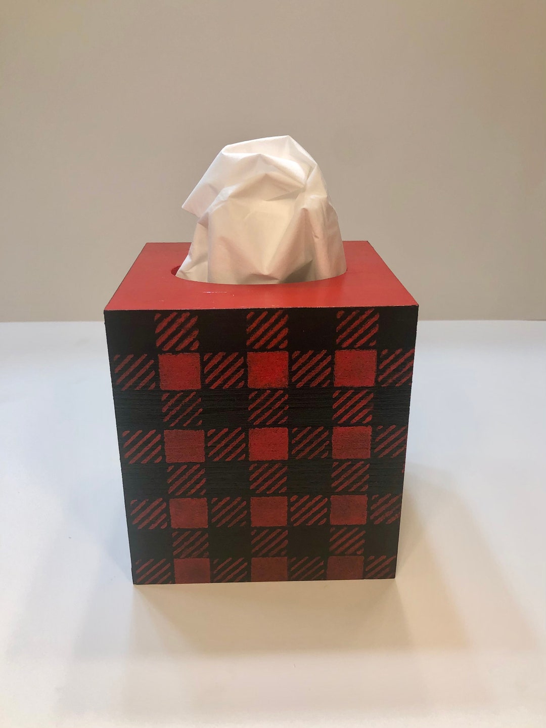 Buffalo Plaid Red Tissue Box Cover- Plaid- Red- Desk Decor- Bathroom ...