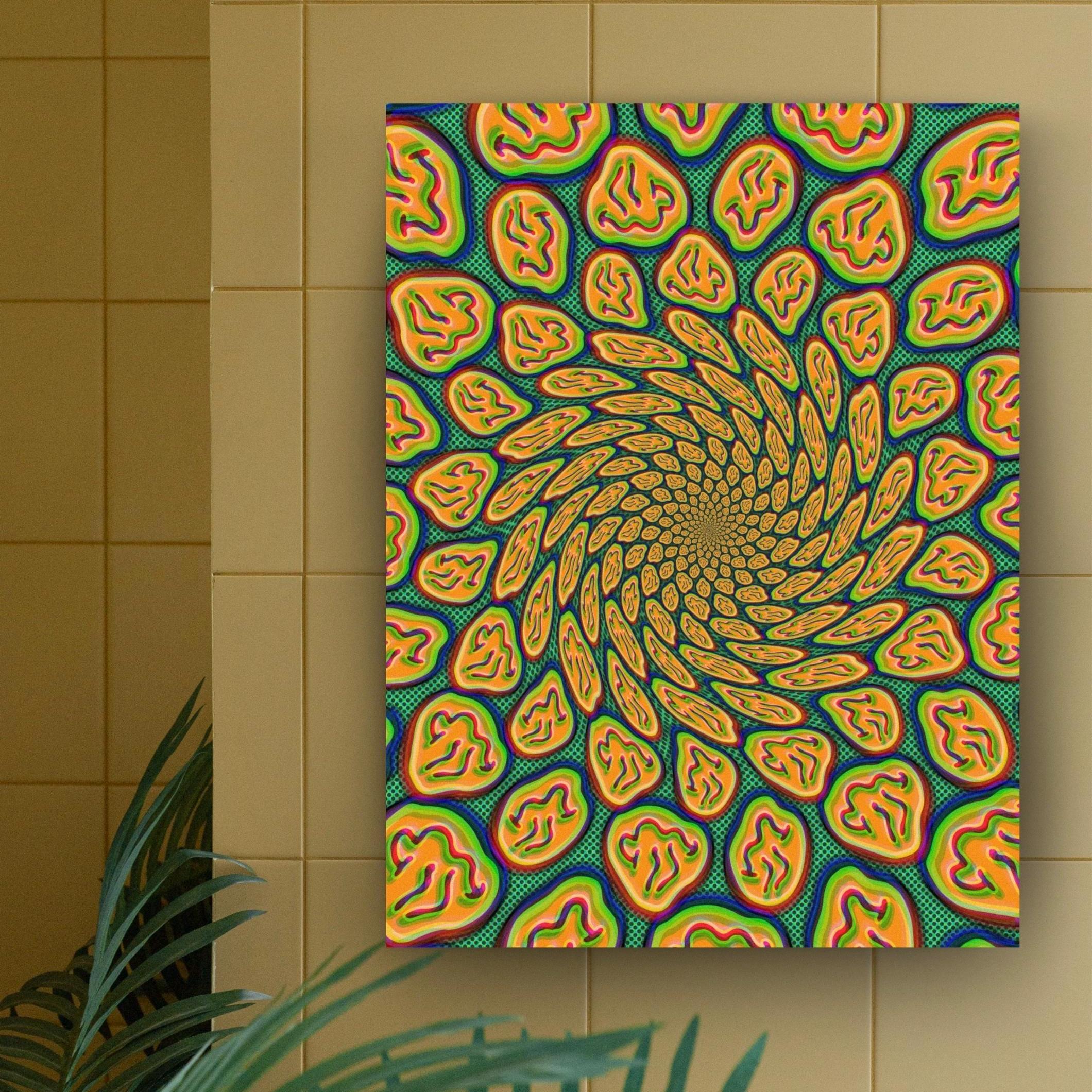 Smiley Face Trippy Optical Illusion DIGITAL PRINT | Instant Download ...