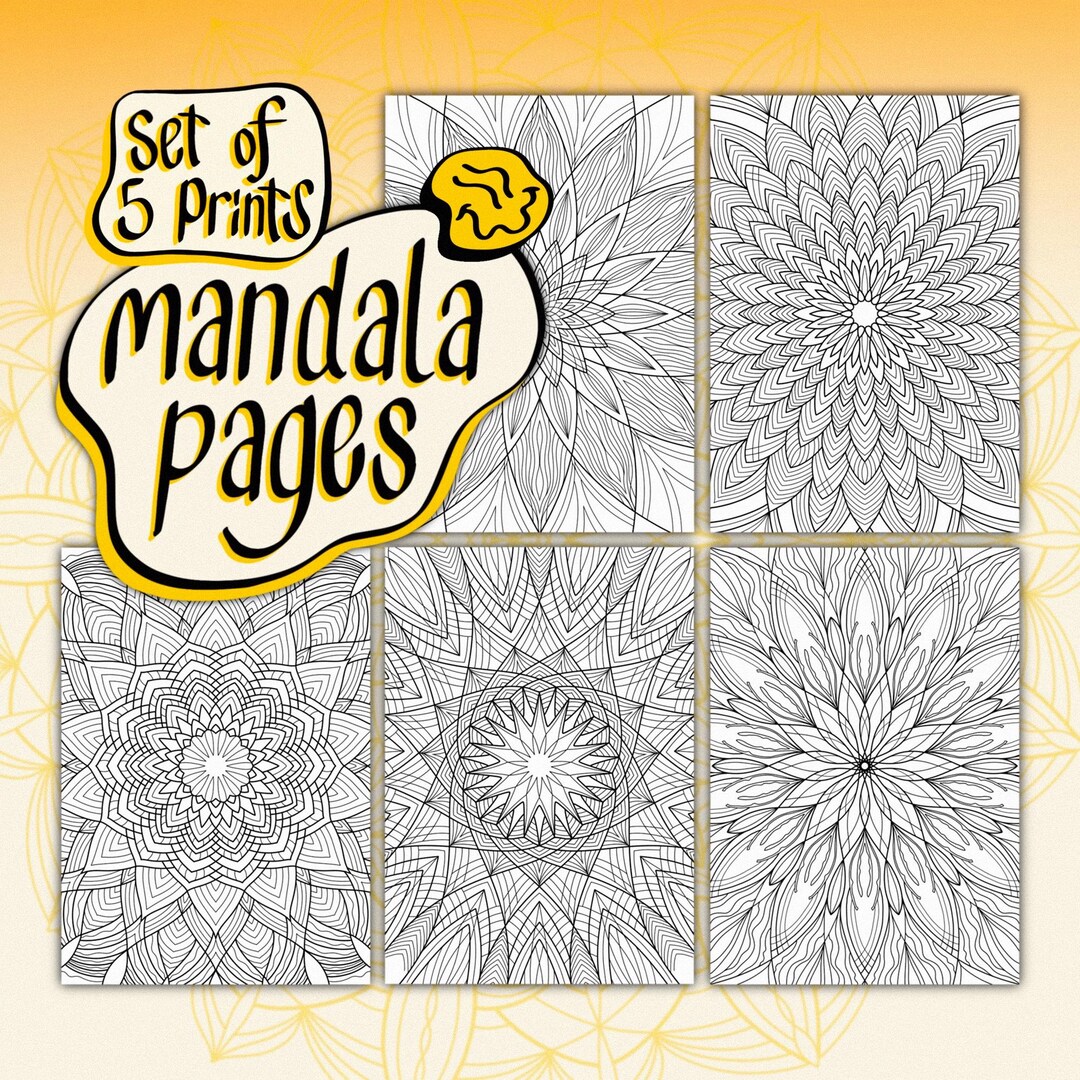 Mandala Art Therapy Coloring Pages | 5 Digital PDF Pages | DIY Coloring ...