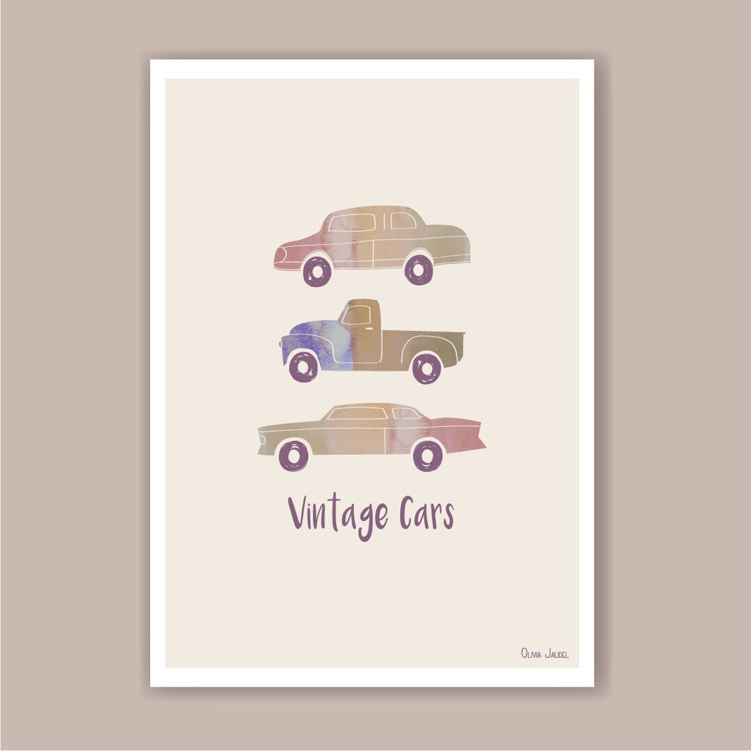 A3 and A4 POSTER BEIGE CARS - Etsy
