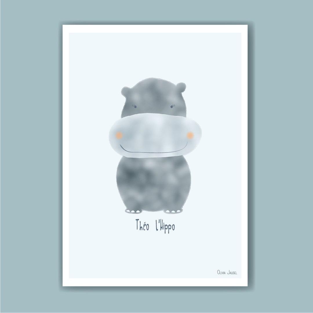 A3 and A4 GRAY HIPPO POSTER - Etsy