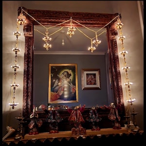 3.5 Ft. Pair of Golden Door Toran of Electric Hanging Diyas | Mandir ...