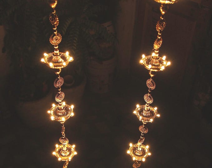 3.5 Ft. Pair of Golden Door Toran of Electric Hanging Diyas | Mandir ...