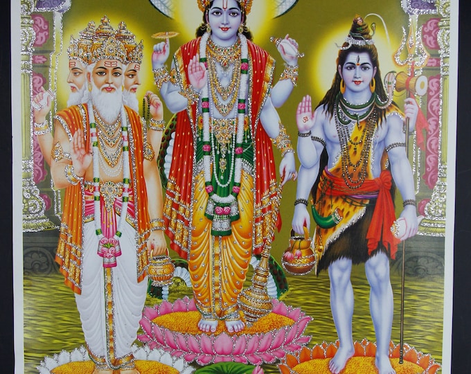 Tridev Brahma Vishnu Mahesh Photo Print (11 X 8.5 Inch.) - Indian Home ...
