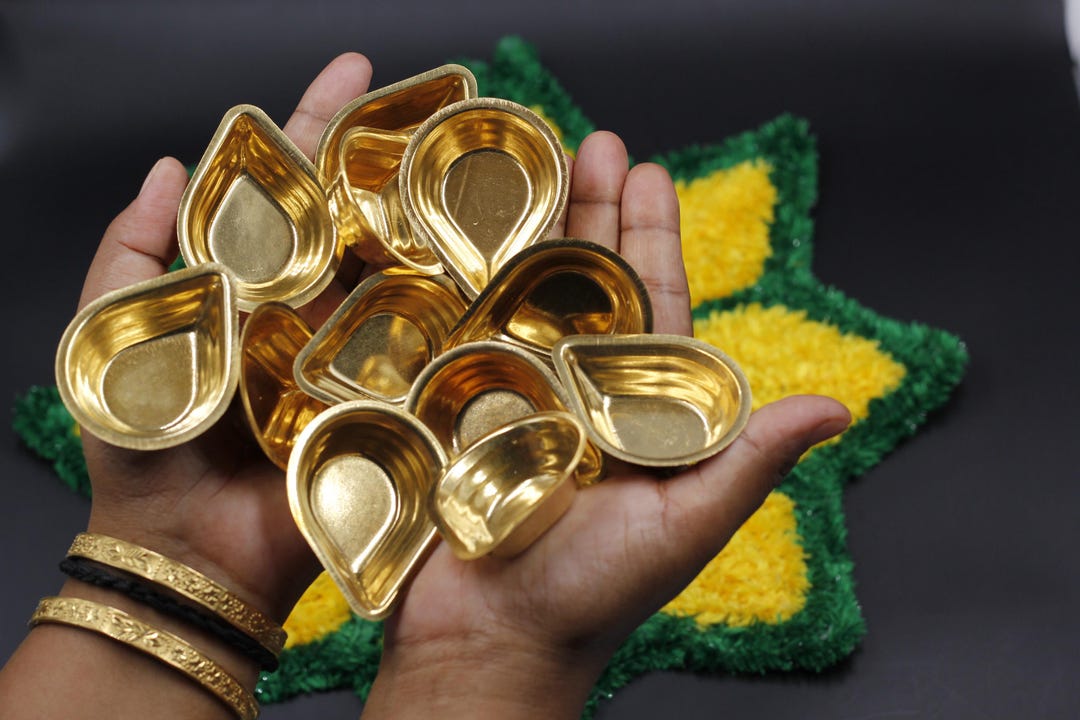 Brass Diyas Set of 12 | Diwali Decorations, Bulk Favors - Etsy