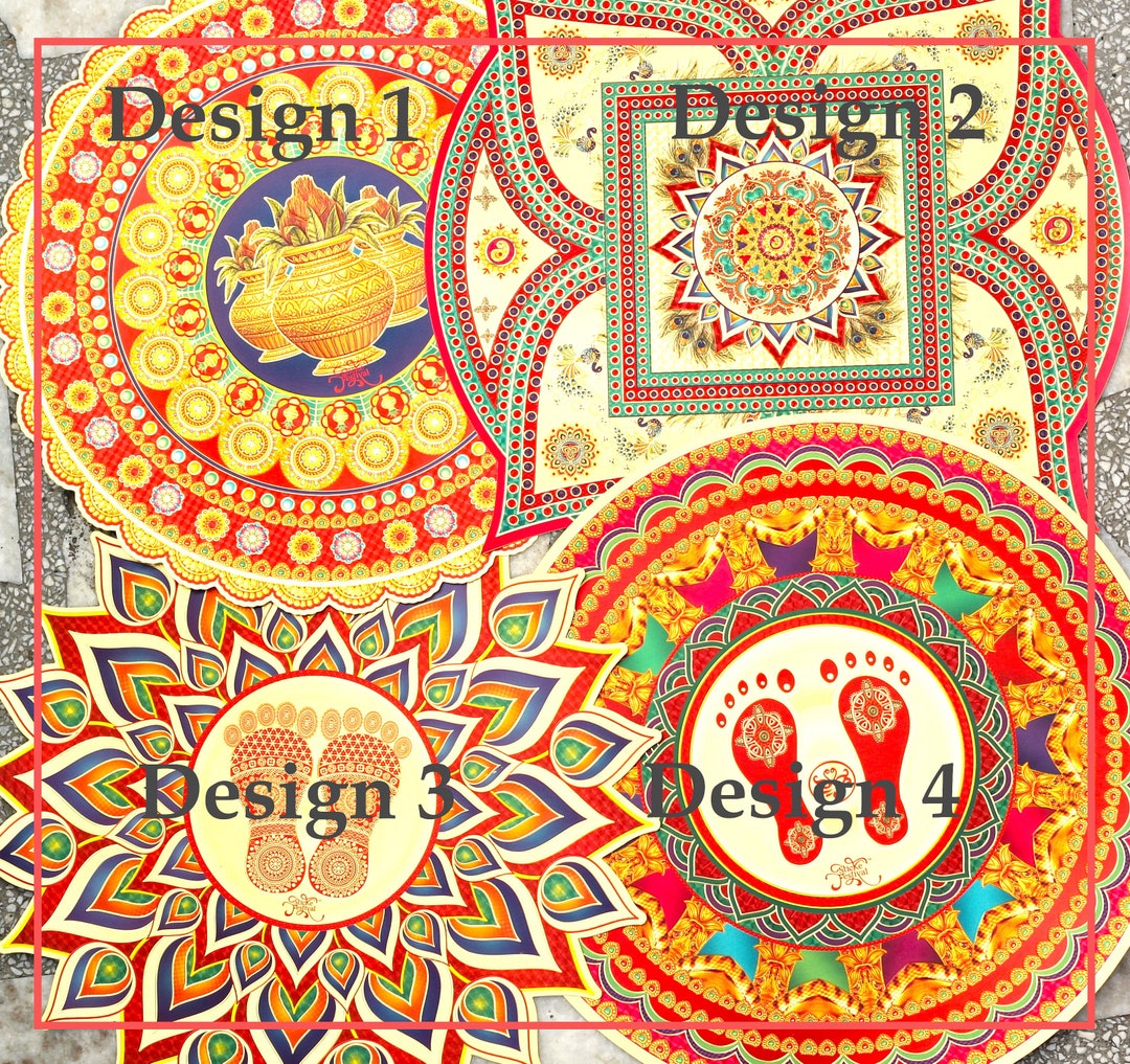 India Traditional Rangoli Golden 3D Vinyl Sticker Waterproof ...