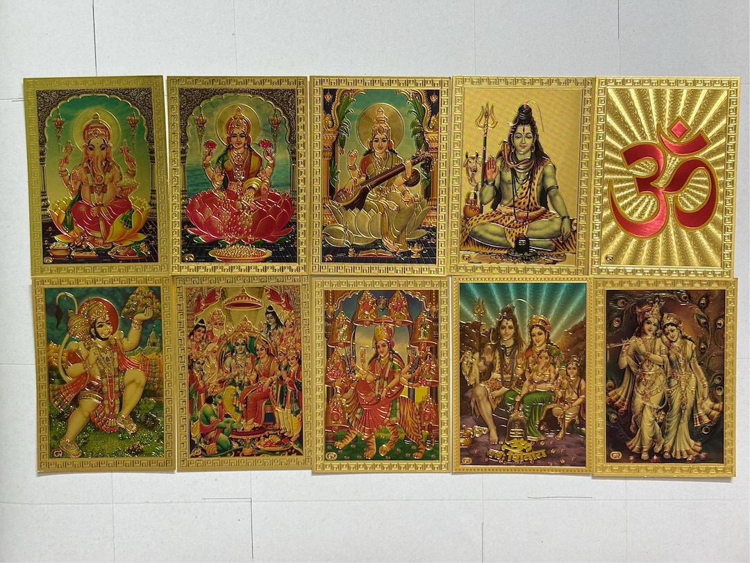 10 Pc. Lot Hindu God Stickers on Gold Foil - Etsy