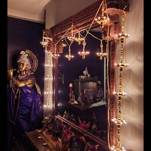 3.5 Ft. Pair of Golden Door Toran of Electric Hanging Diyas | Mandir ...