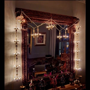 Hanging Golden Electric Diyas Toran Mandir Decor Vilakku Mandir ...