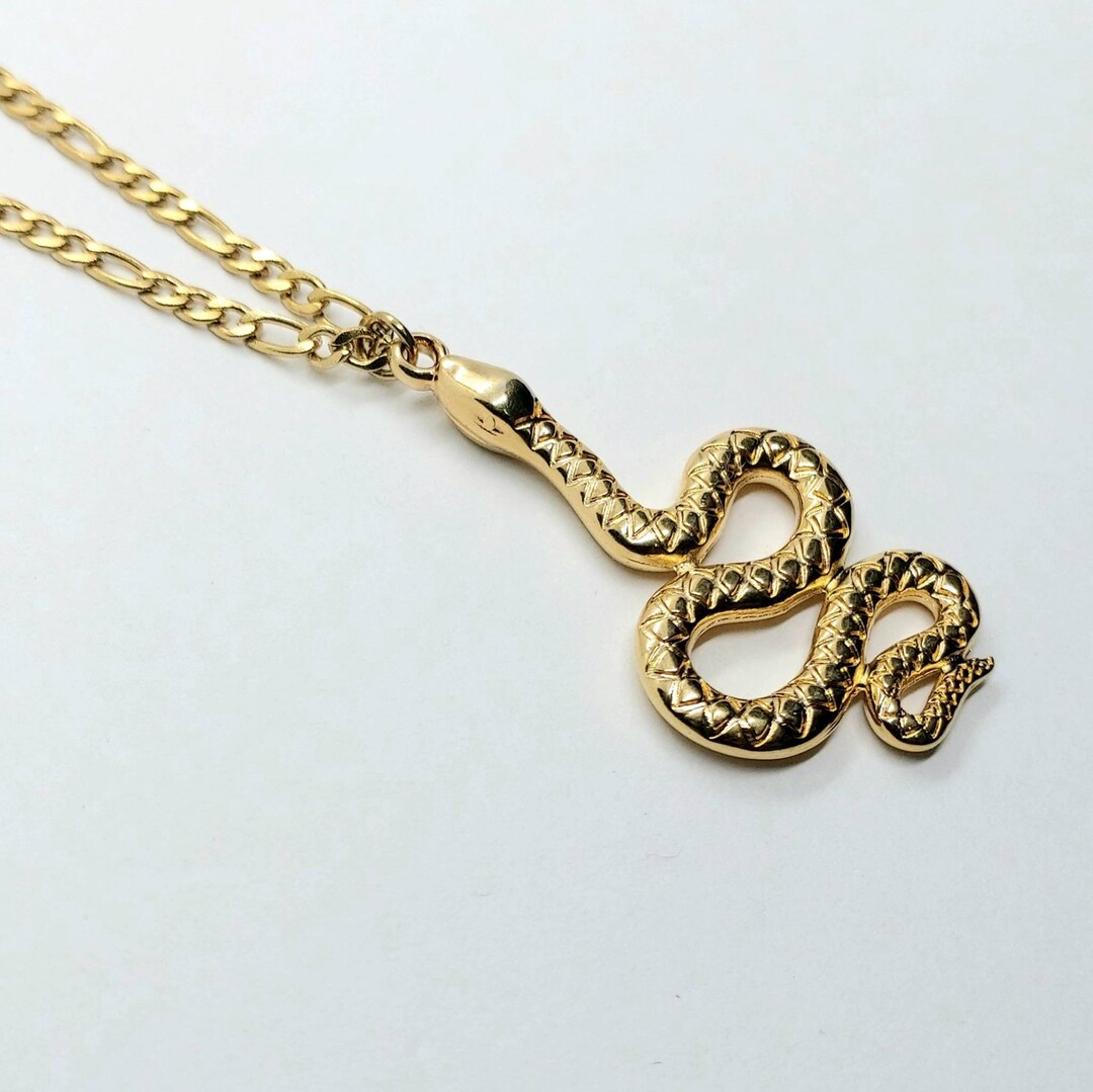 Gold Snake Pendant, Snake Necklace , Snake Chain Necklace, Snake ...