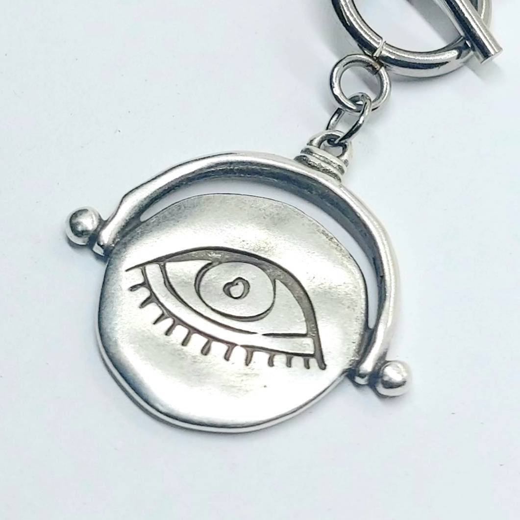 All Seeing Eye Chunky Necklace Silver Chain Necklace | Etsy