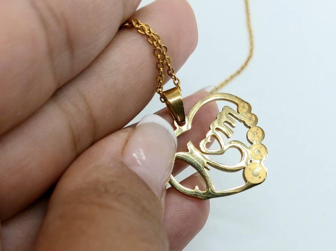 Mom Necklace , Gold Necklace , Mother Necklace , Mom Heart Necklace ...