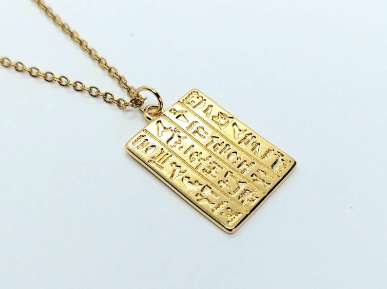 Egyptian Necklace, Gold Necklace Gold Hieroglyphics Necklace ,egyptian ...