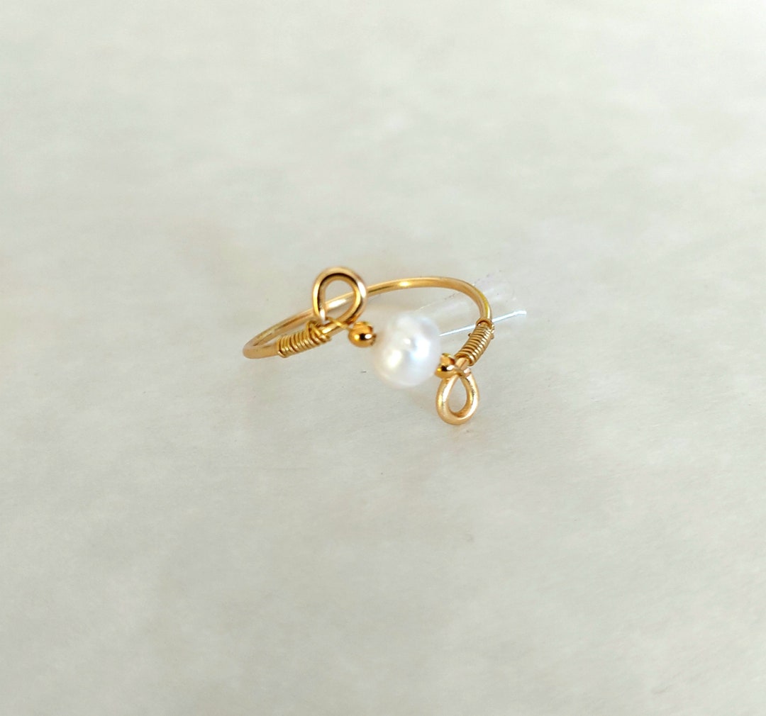 Real Pearl Ring , Wire Wrap Ring , Gold Filled Pearl Ring , Dainty Ring ...