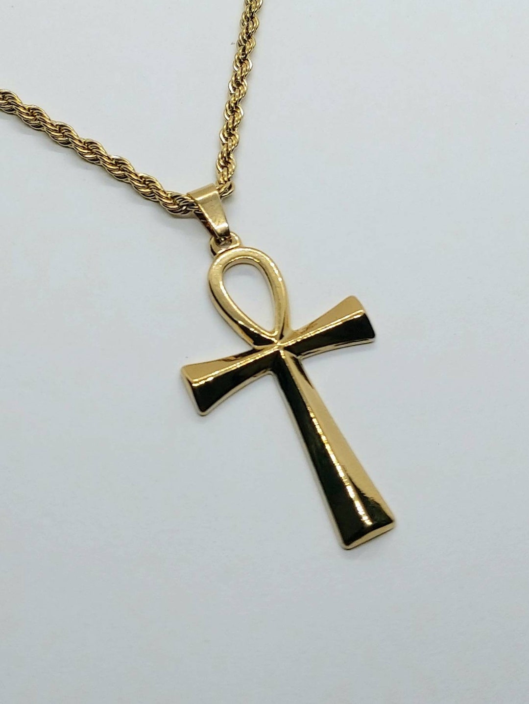 Egyptian Ankh Necklace Stainless Steel With Rope Chain, Egyptian Ankh ...