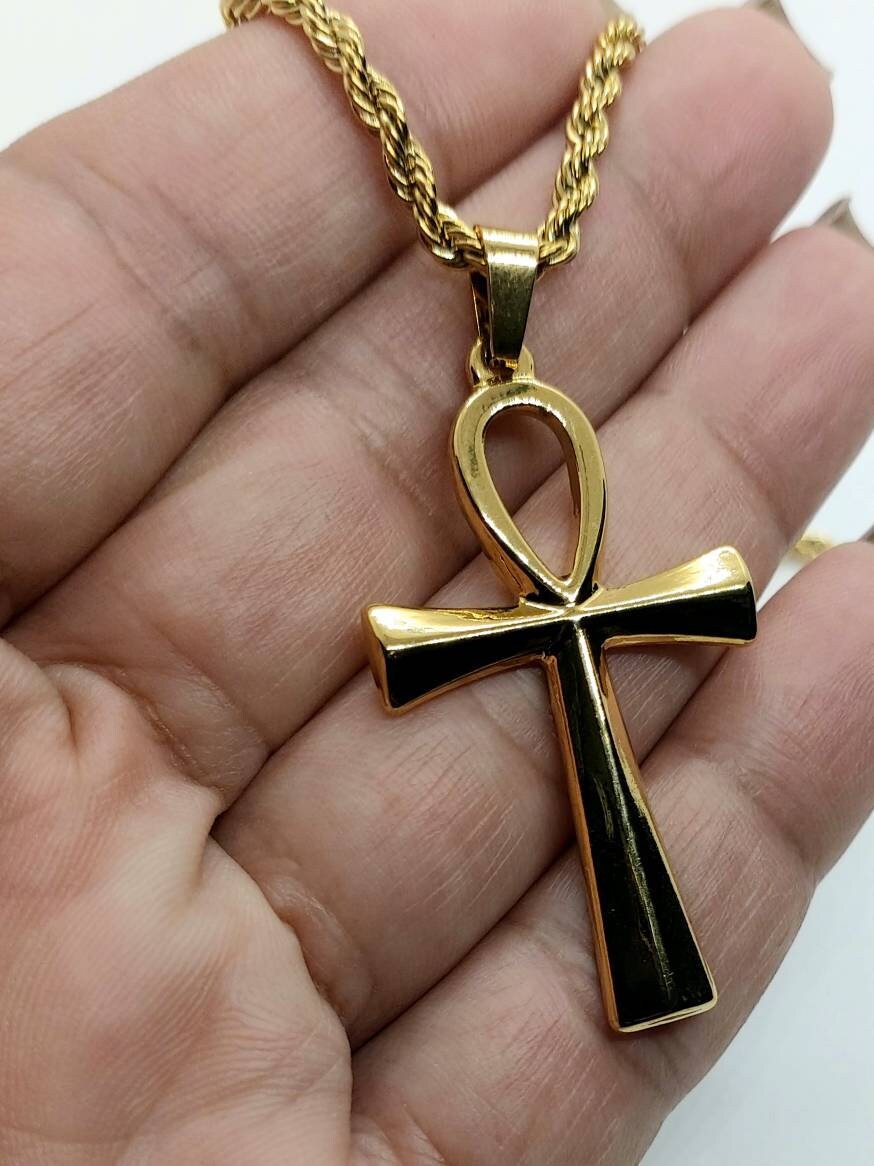 Egyptian Ankh Necklace Stainless Steel With Rope Chain, Egyptian Ankh ...