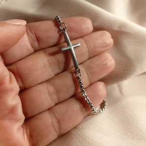 Mens Chain Bracelet , Cross Chain Bracelet for Men , Minimalist Mens ...