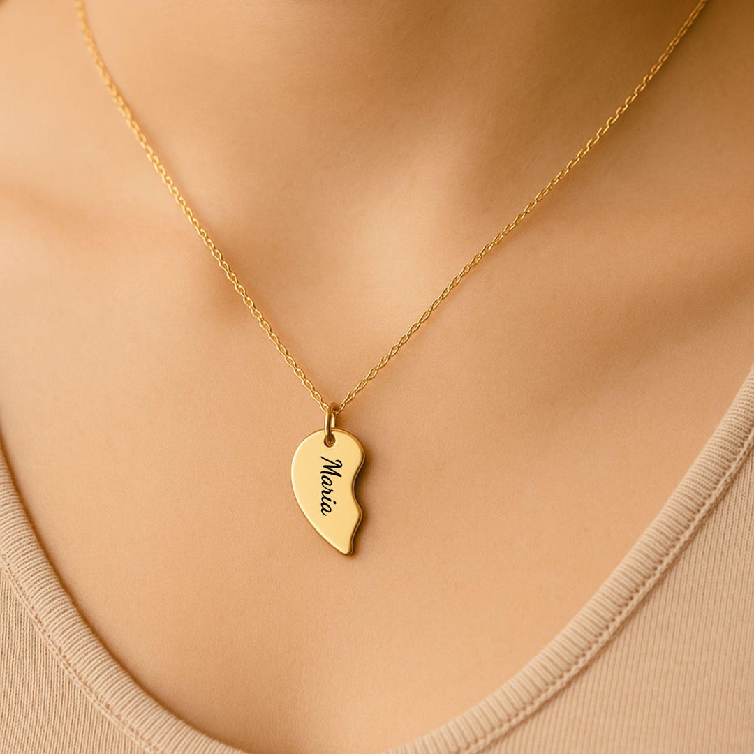 Personalized Split Heart Necklace for 2 –custom Best Friend Jewelry ...
