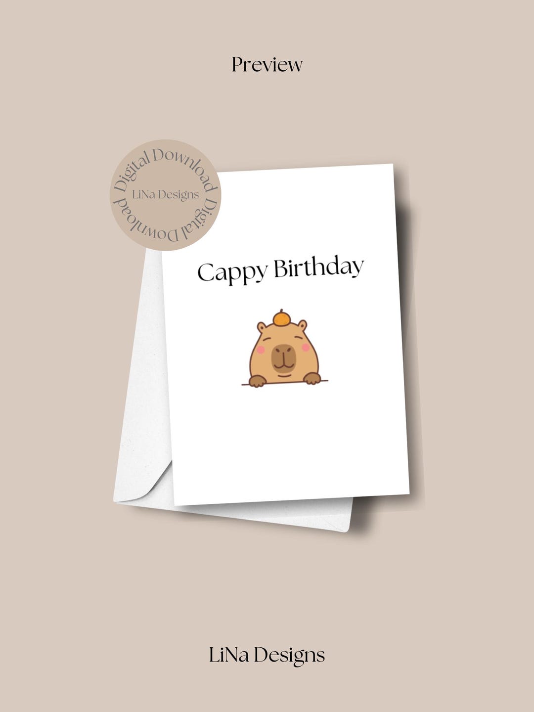 Printable Birthday Card, Cappy Birthday, Cute Birthday Card, Capybara ...