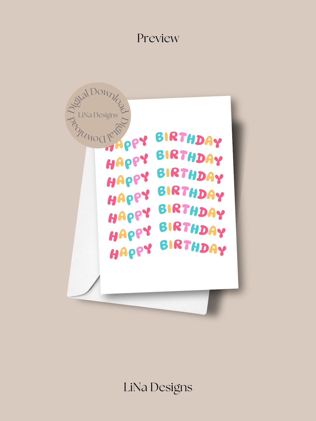 Printable Birthday Card, Happy Birthday, Cute Birthday Card, Color ...