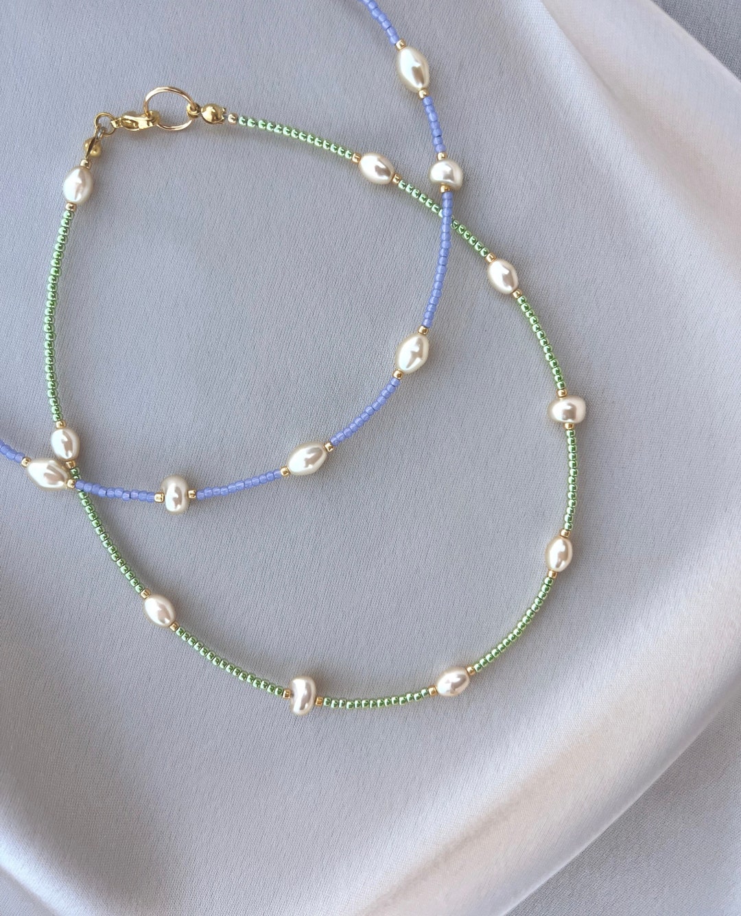 Beaded Necklace. Beaded Chain Necklace. Gift for Her. Dainty - Etsy
