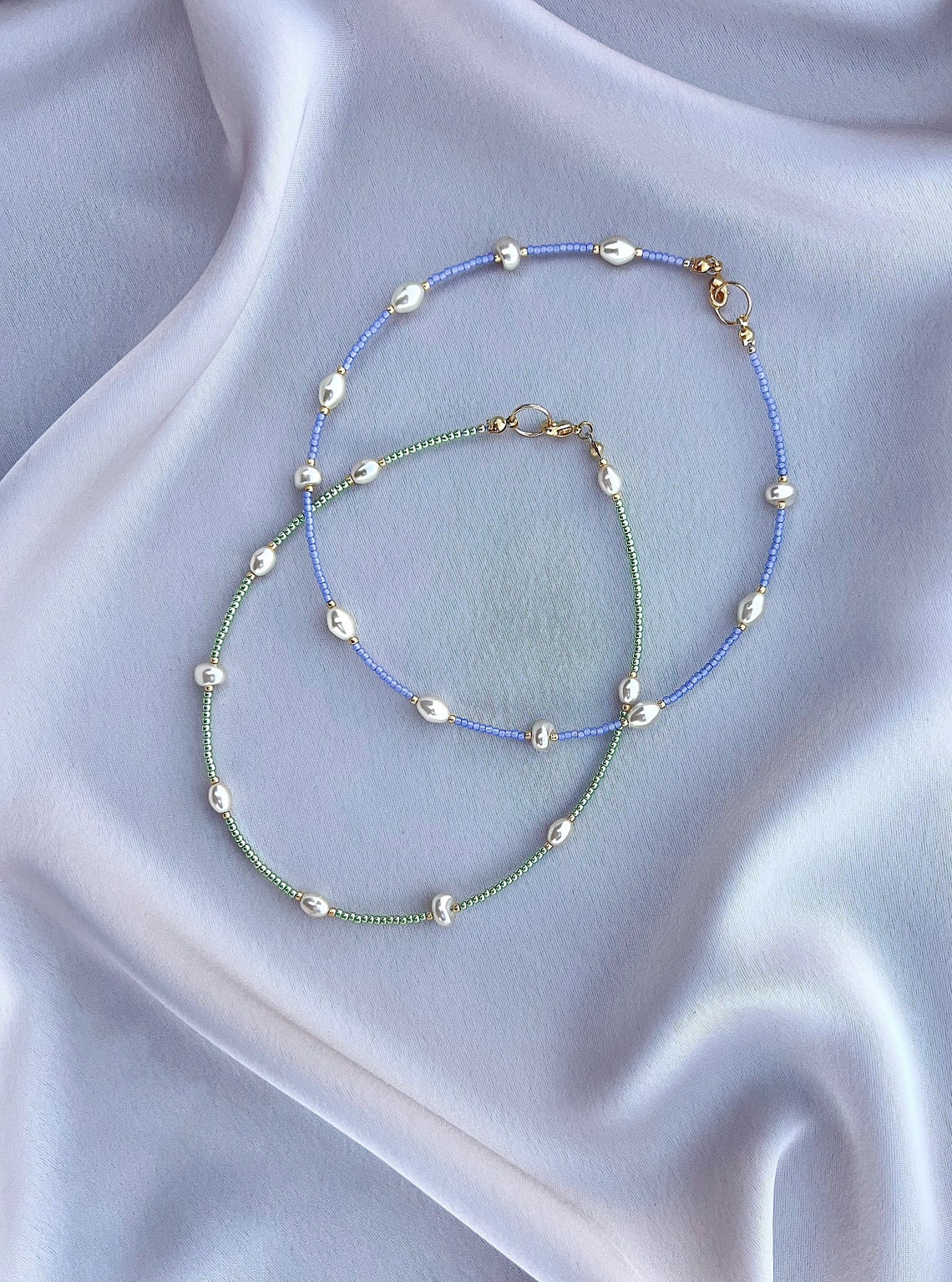 Beaded Necklace. Beaded Chain Necklace. Gift for Her. Dainty Necklace ...