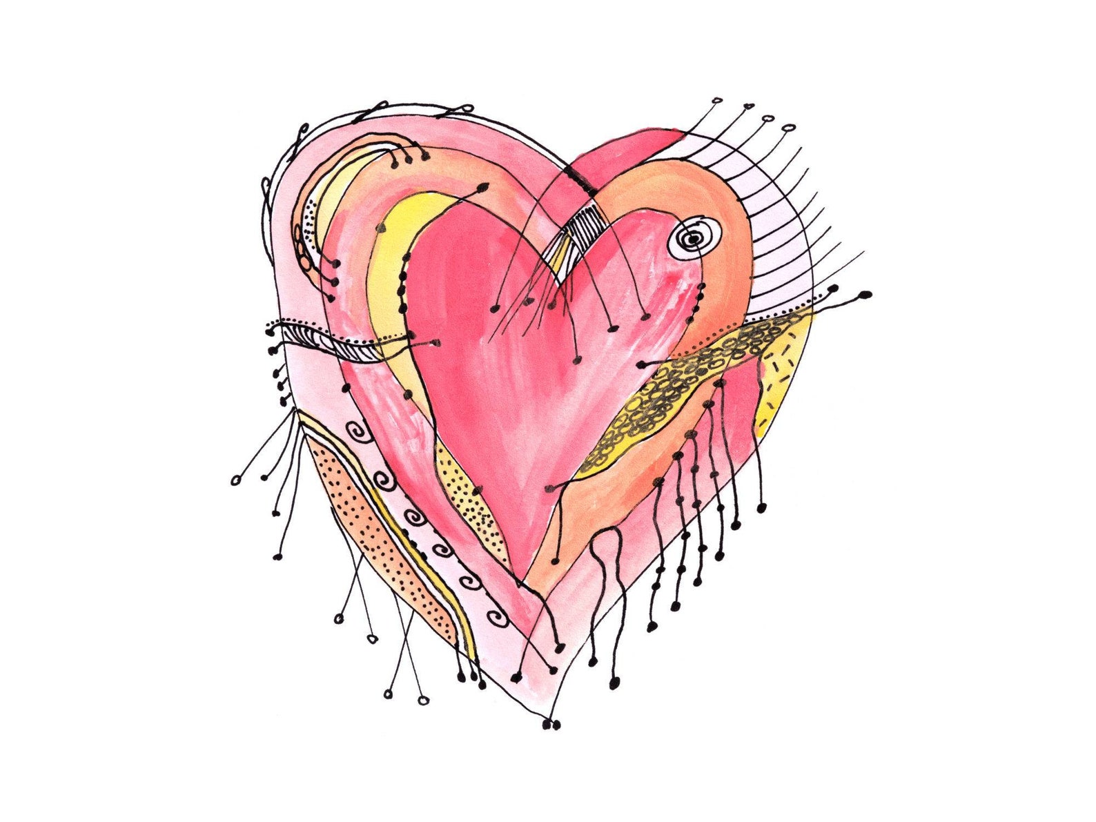 Boho Heart print wall art Heart printable art watercolour | Etsy