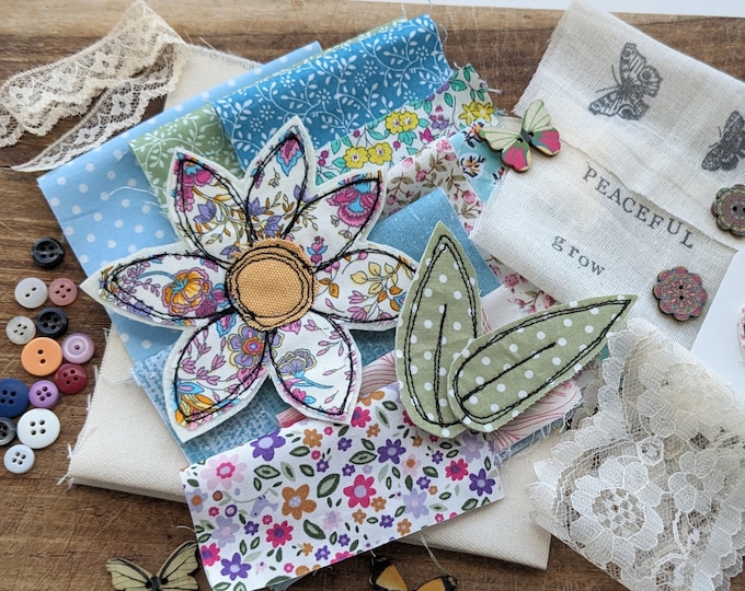 Slow Stitch Kit Beginners, Flower Craft Kit, Mindfulness Gift, Craft ...