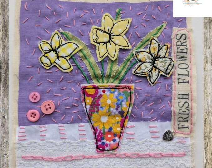 Slow Stitch Kit Beginner, Daffodils, Hand Sewing Craft, Mindfulness ...