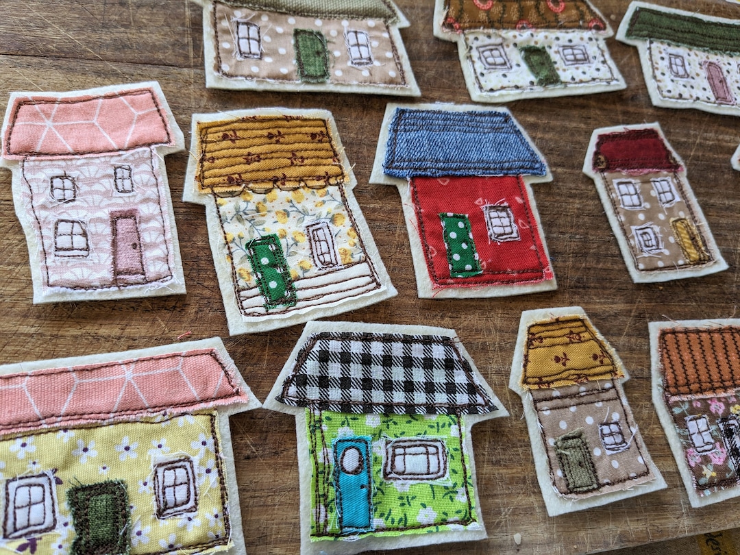 Fabric Houses 4 Pack, Craft Embellishments, Slow Stitch Supplies ...