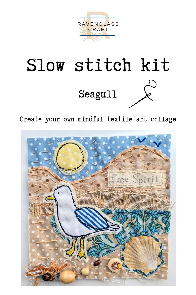 Slow Stitch Kit for Beginners, Seagull Gifts, Coastal Gifts, Hand ...