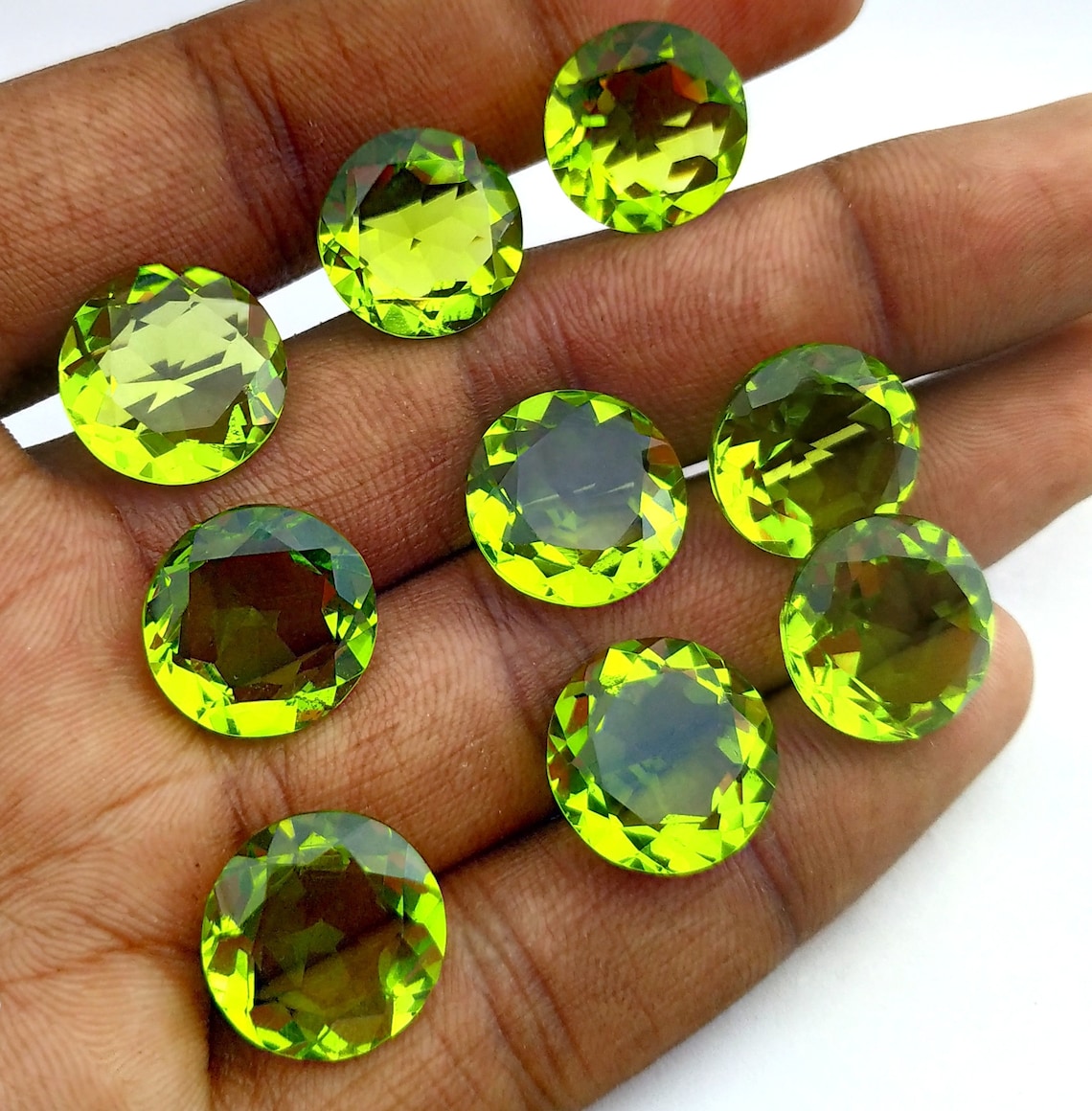 Loose Peridot Round Faceted Gemstone Round Size 15 MM AAA - Etsy