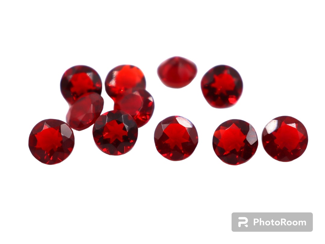 12 MM Round Garnet Faceted Lot Gemstone, Lab Created Garnet Faceted ...