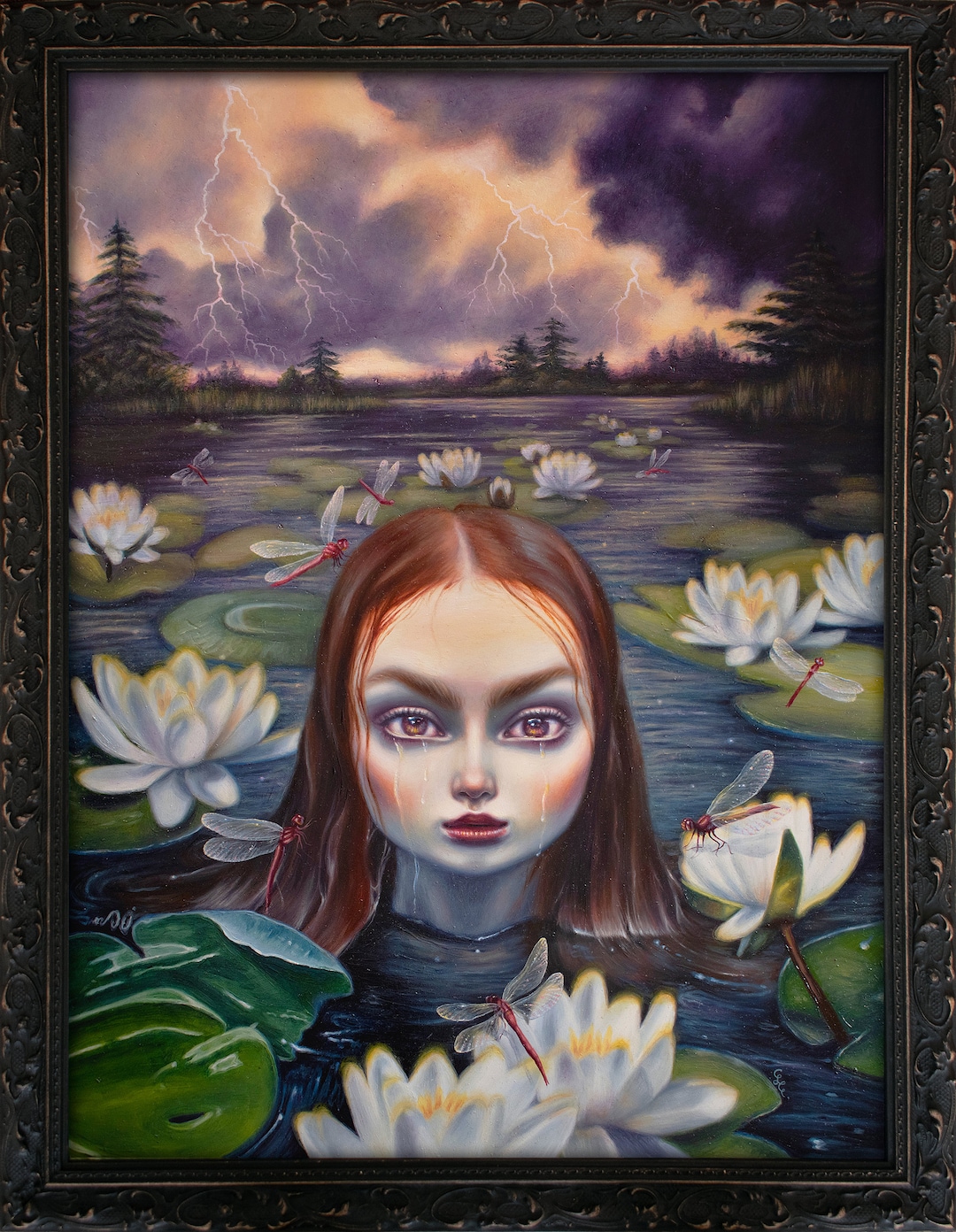 Original Framed Oil Painting ,,the Crying Lake'' | Portrait of a Girl ...