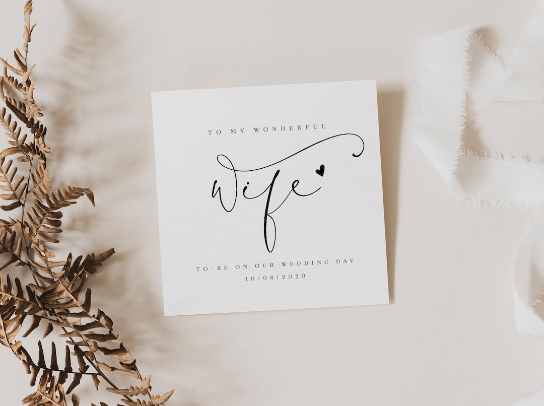 Wife Wedding Card Personalised Wife-to-be Card Elegant Wife Wedding ...