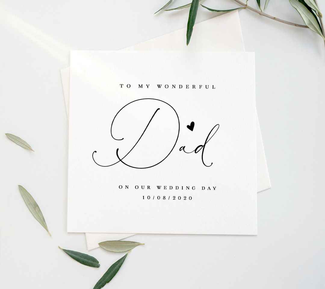 Personalised Elegant Dad Wedding Card, Father Wedding Card, Minimalist ...
