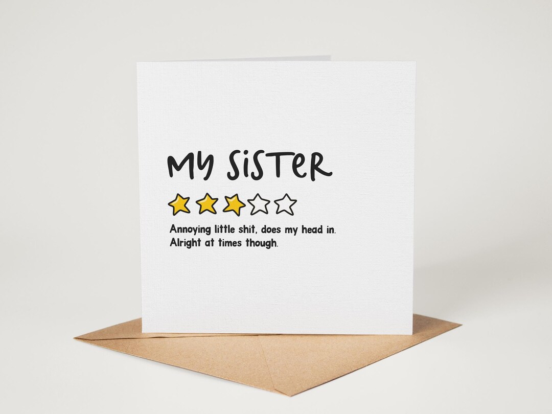 Funny Sister Review Birthday Card Star Rating Feedback Card for Her - Etsy