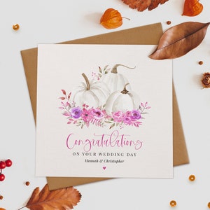 Personalised Autumn Wedding Congratulations Card, Marriage ...