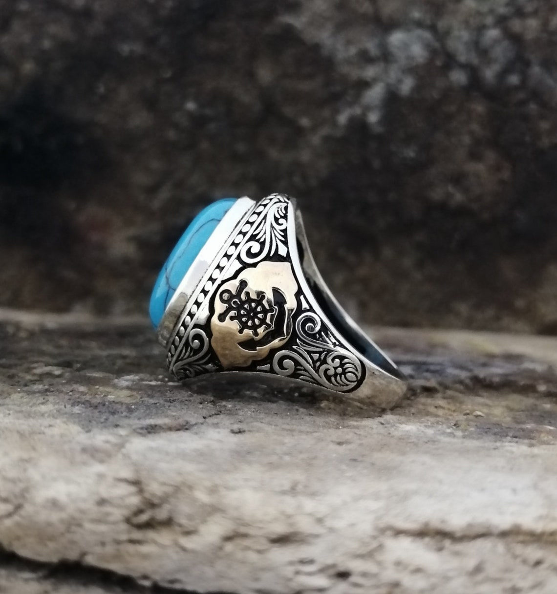 Handmade 925 Sterling Silver Men's Ring With Howlite - Etsy